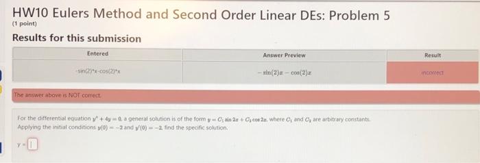 Solved HW10 Eulers Method and Second Order Linear DEs: | Chegg.com