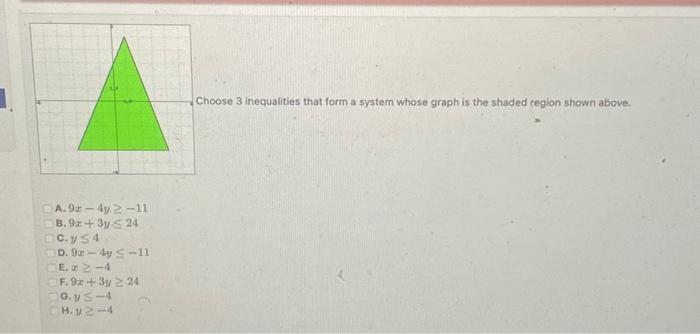 Solved thoose 3 inequalities that form a system whose graph | Chegg.com