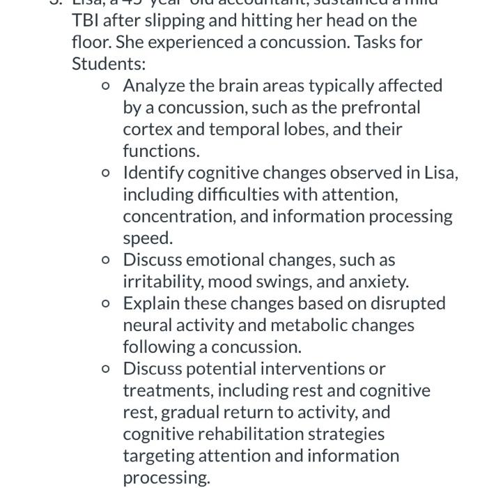 Solved TBI after slipping and hitting her head on the floor. | Chegg.com
