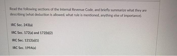 Read the following sections of the Internal Revenue | Chegg.com