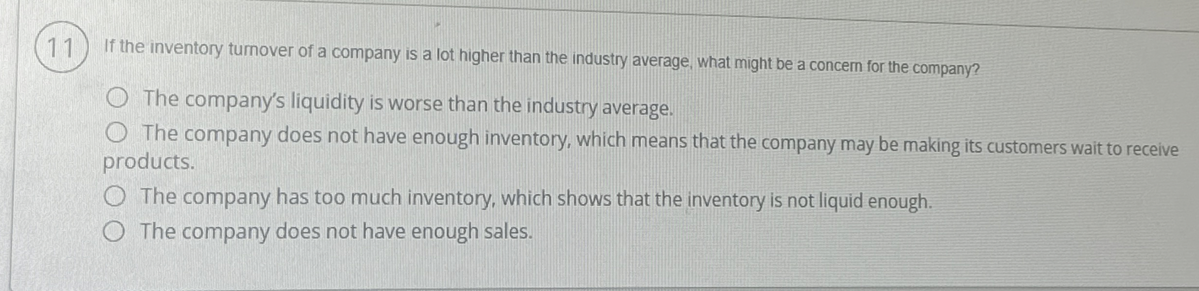 Solved If the inventory turnover of a company is a lot | Chegg.com
