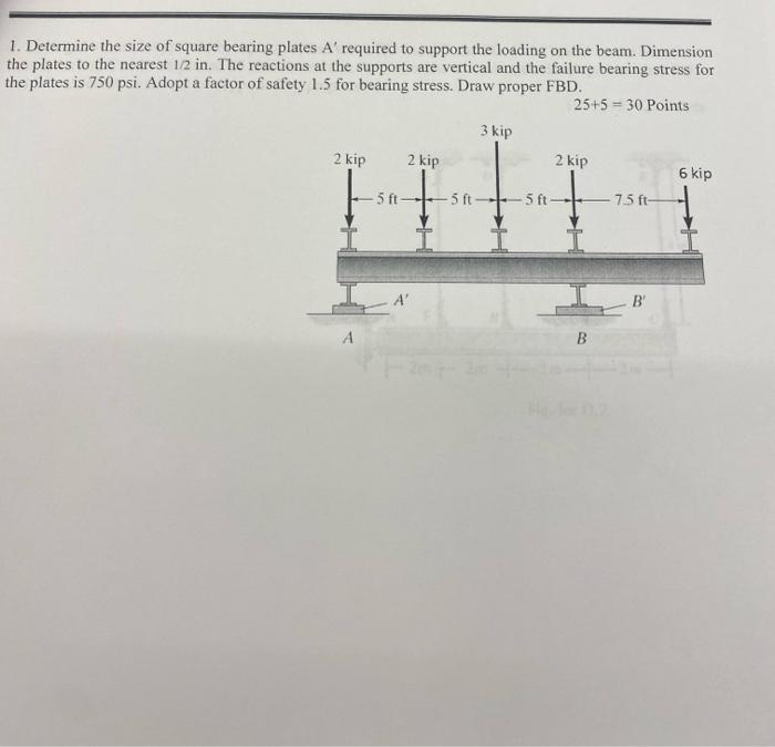 Solved 1. Determine the size of square bearing plates A′ | Chegg.com
