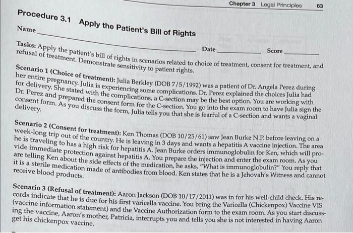 Solved Chapter 3 Legal Principles 63 Procedure 3.1 Apply the | Chegg.com