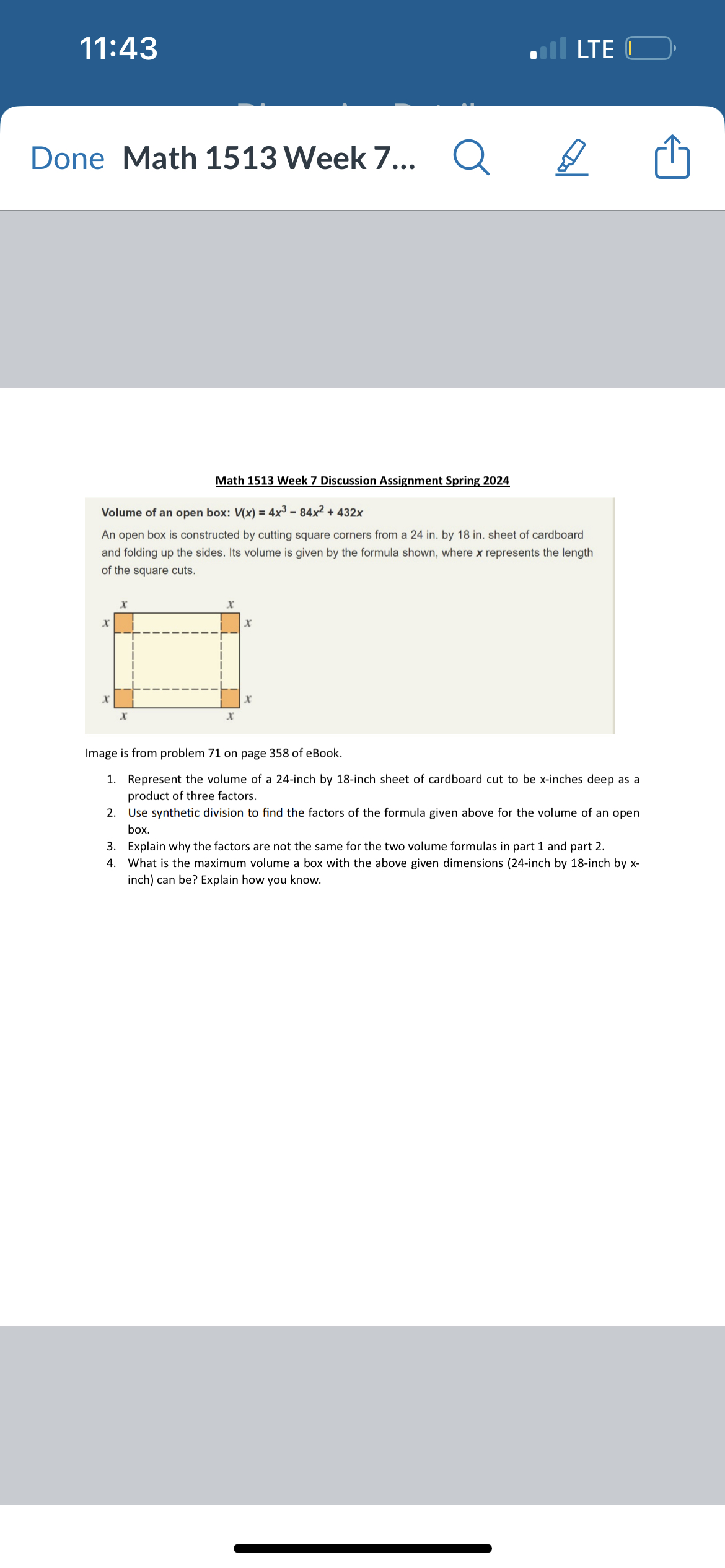 Solved 11:43Done Math 1513 ﻿Week 7...Math 1513 ﻿Week 7 | Chegg.com