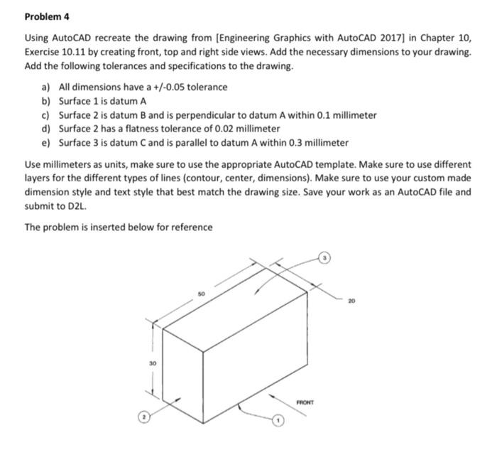 Solved Problem 4 Using AutoCAD recreate the drawing from | Chegg.com