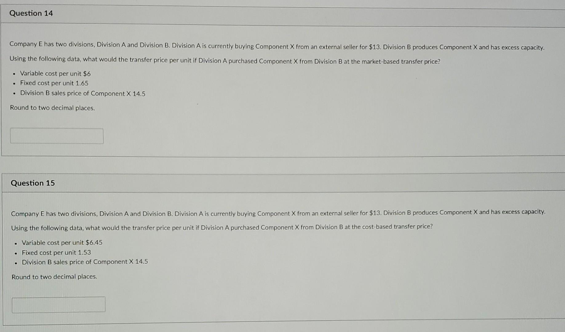 Solved Company E has two divisions, Division A and Division | Chegg.com