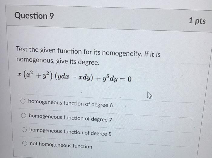 Solved In what degree of homogeneity is the function x + 4y | Chegg.com