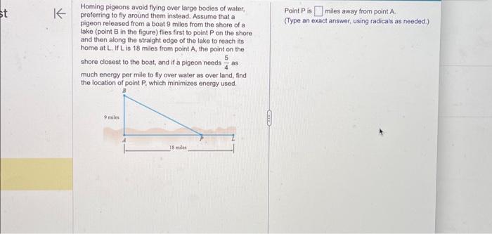 Solved Homing pigeons avoid flying over large bodies of | Chegg.com