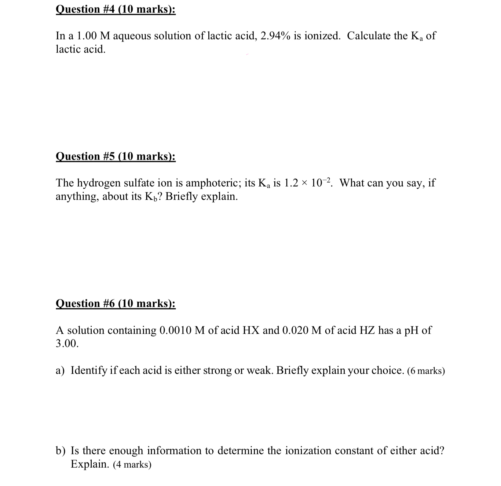 Solved Question #4 (10 ﻿marks):In a 1.00M ﻿aqueous solution | Chegg.com