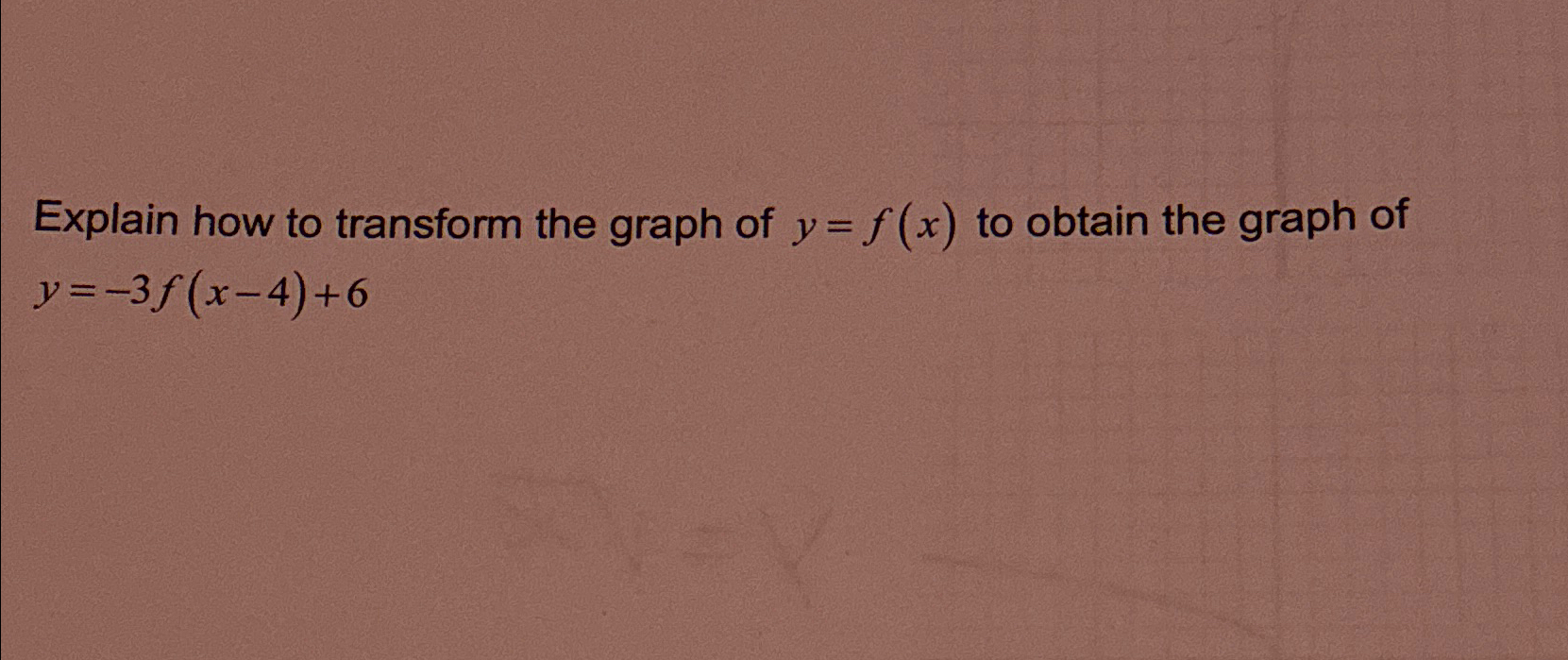 Solved Explain how to transform the graph of y=f(x) ﻿to | Chegg.com