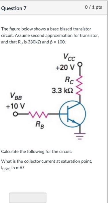 Solved The figure below shows a base biased transistor | Chegg.com
