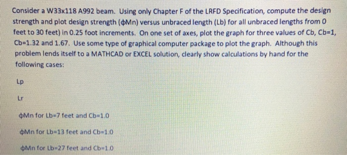 Consider a W33x118 A992 beam. Using only Chapter Fof | Chegg.com