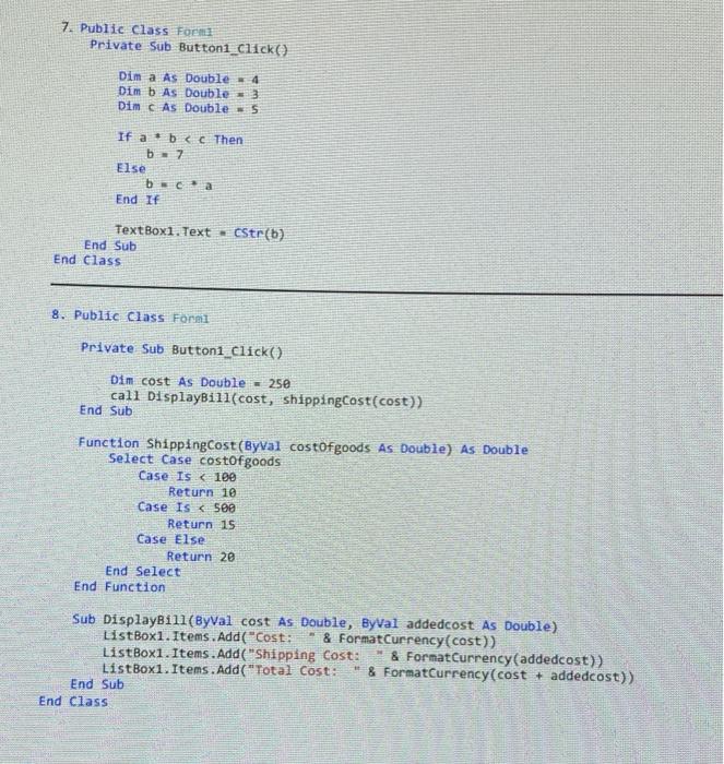 Solved w Please calculate the outputs of the following 8 | Chegg.com