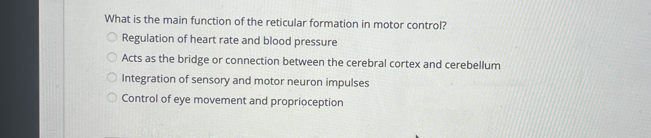 Solved What is the main function of the reticular formation | Chegg.com