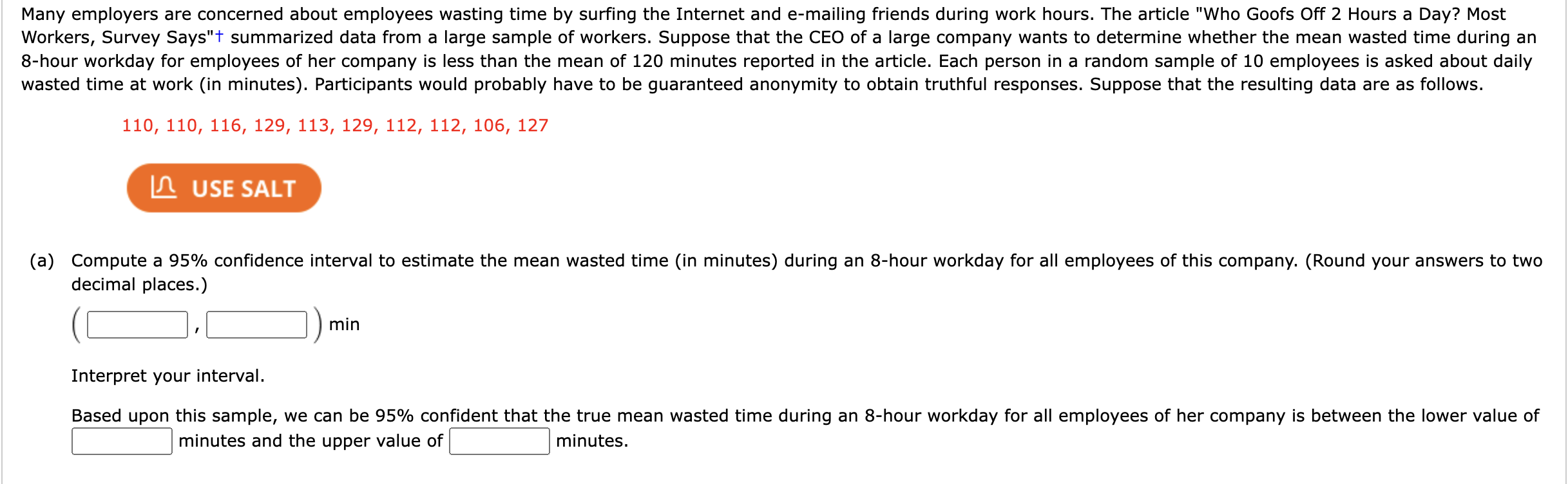 Solved Many employers are concerned about employees wasting | Chegg.com