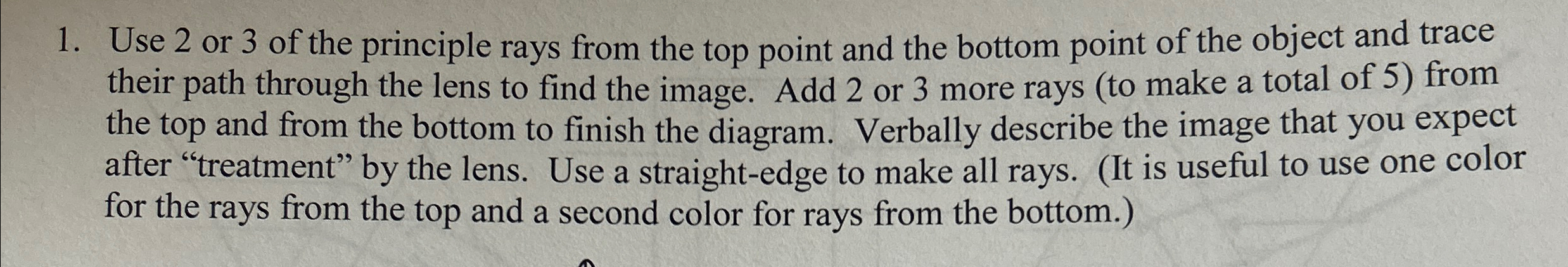 Solved Use 2 ﻿or 3 ﻿of the principle rays from the top point | Chegg.com