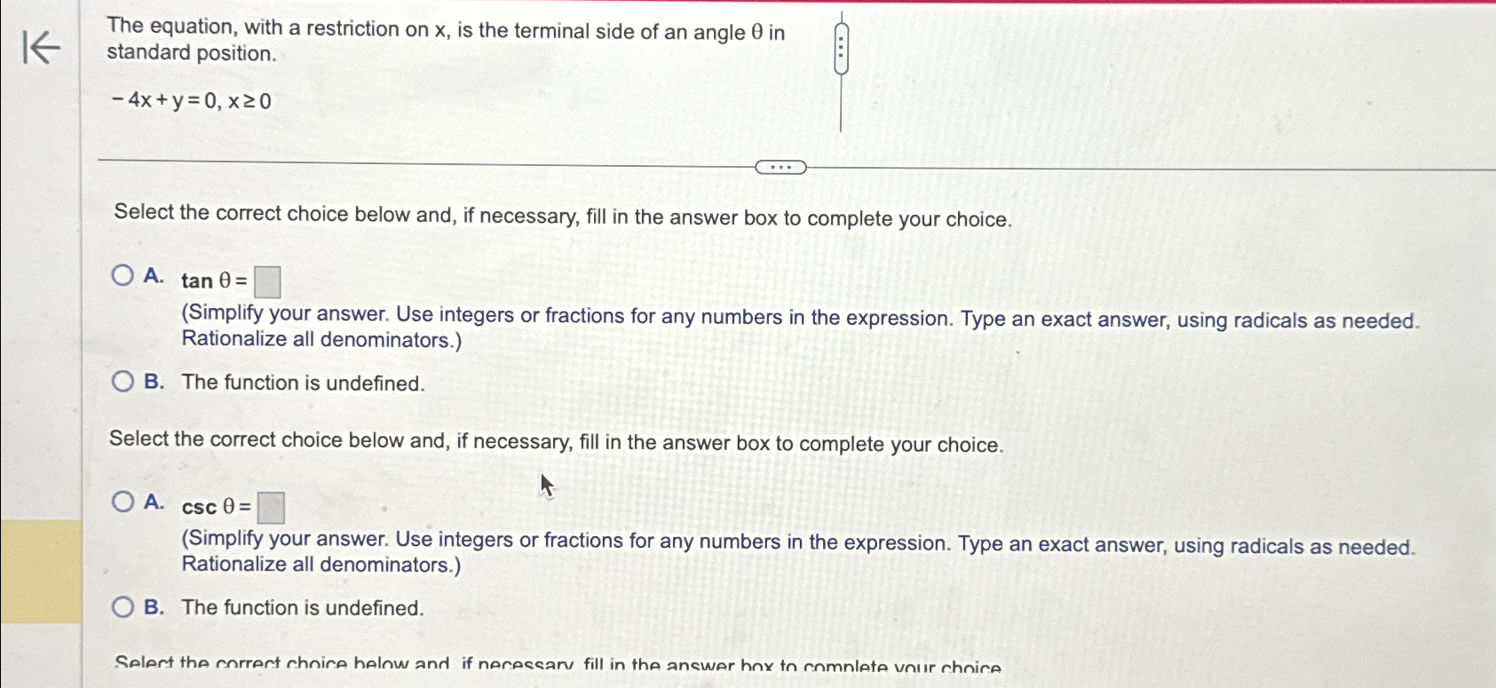 Solved The equation, with a restriction on x, ﻿is the | Chegg.com