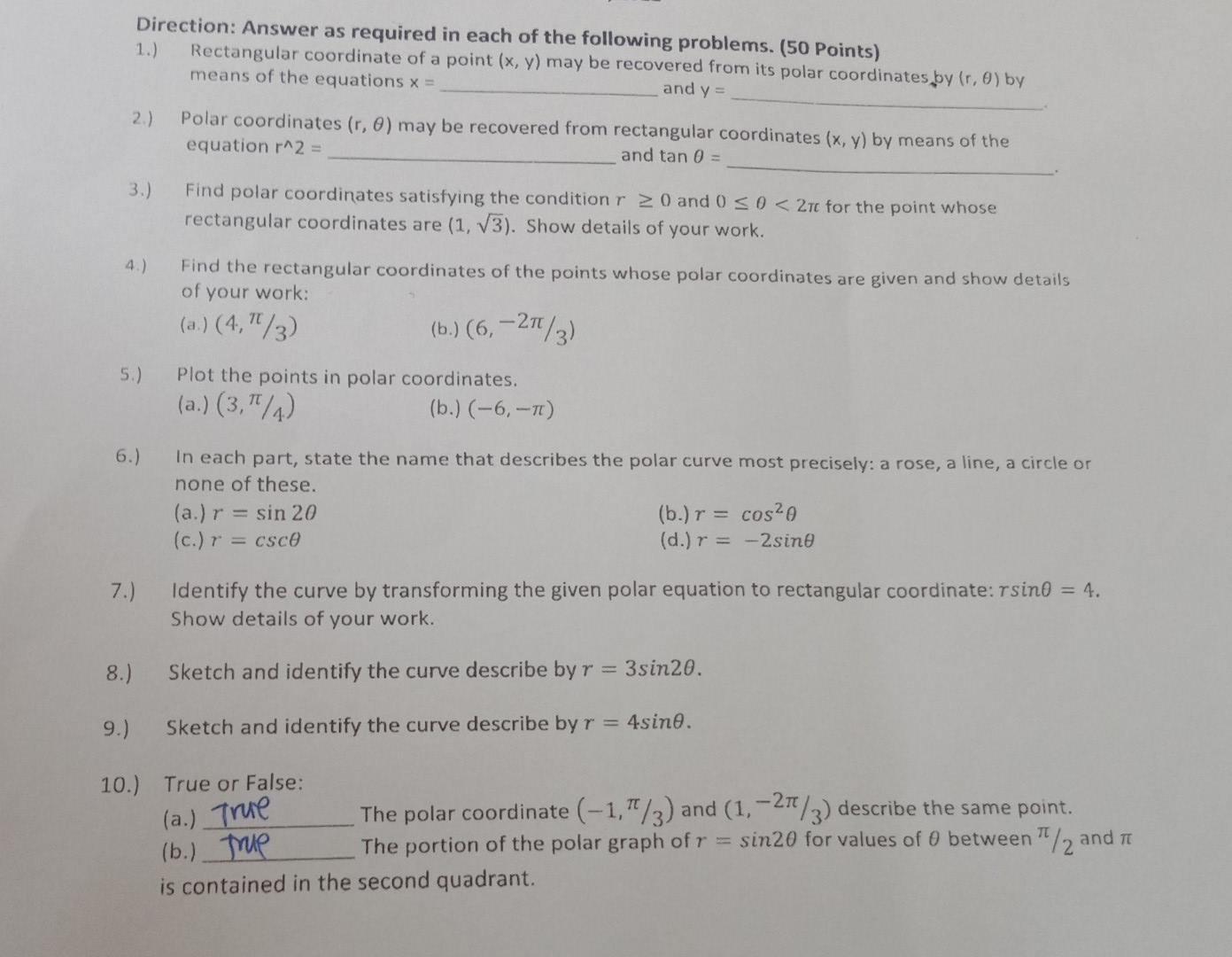 Solved Direction Answer As Required In Each Of The