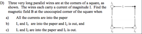 Solved D) ﻿Three very long parallel wires are at the corners | Chegg.com