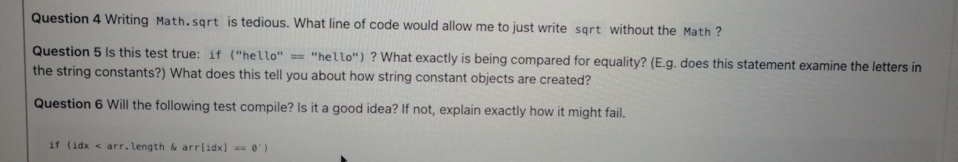 Solved Question 4 Writing Math. sqrt is tedious. What line | Chegg.com
