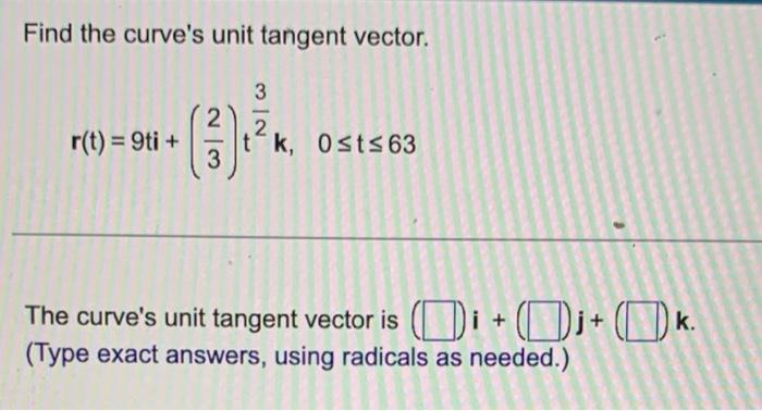 Solved Find the curve's unit tangent vector. | Chegg.com