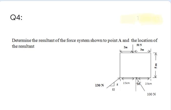 Solved Q4: Determine the resultant of the force system shown | Chegg.com