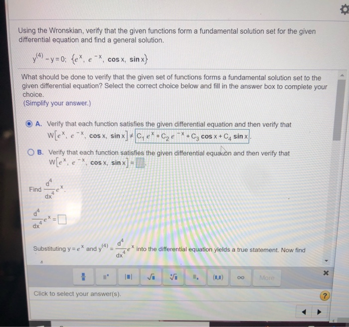 Solved Using the Wronskian, verify that the given functions | Chegg.com