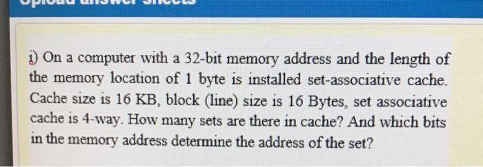 Solved D) On a computer with a 32-bit memory address and the | Chegg.com