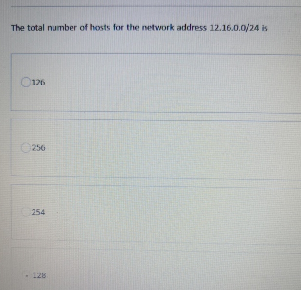 Solved The total number of hosts for the network address | Chegg.com
