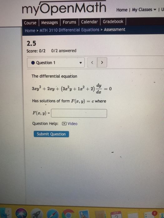 Solved myOpenMath Home My Classes - U Course Messages Forums | Chegg.com