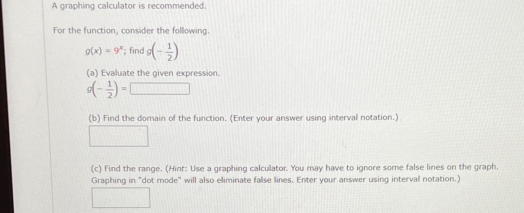 Solved A graphing calculator is recommended.For the | Chegg.com