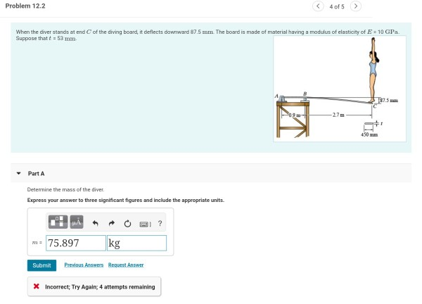 Solved When the diver stands at end CC of the diving board, | Chegg.com