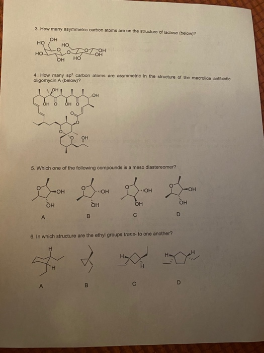 Solved Group M3 Worksheet: Stereochemistry Answer the | Chegg.com