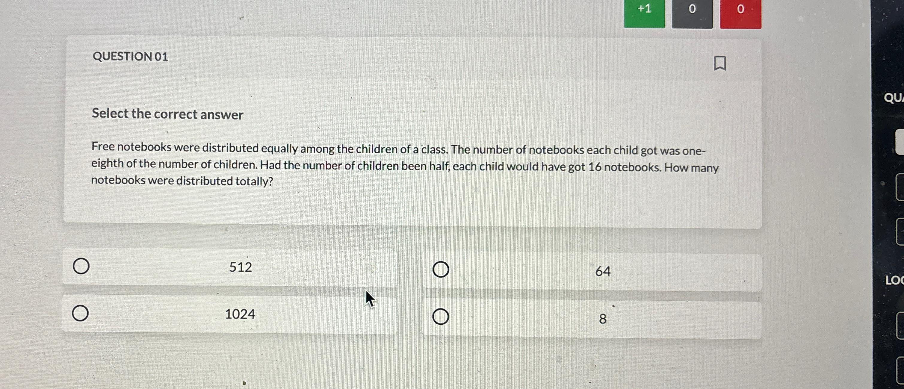 Solved QUESTION 01Select the correct answerFree notebooks | Chegg.com