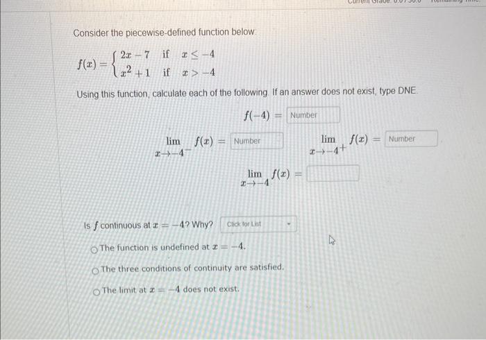 Solved Consider the piecewise-defined function below | Chegg.com