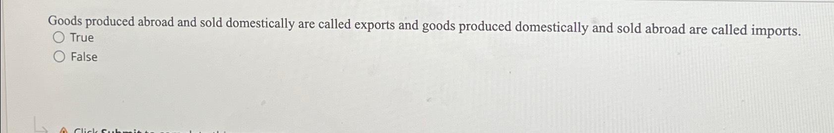 Goods produced abroad and sold domestically are | Chegg.com