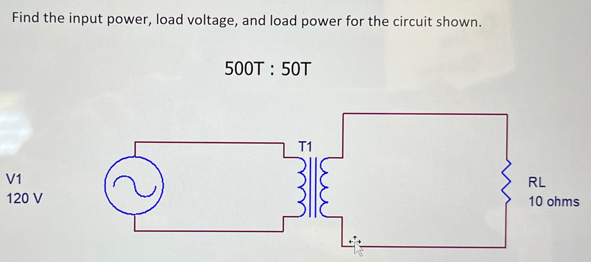 Solved Find the input power, load voltage, and load power | Chegg.com