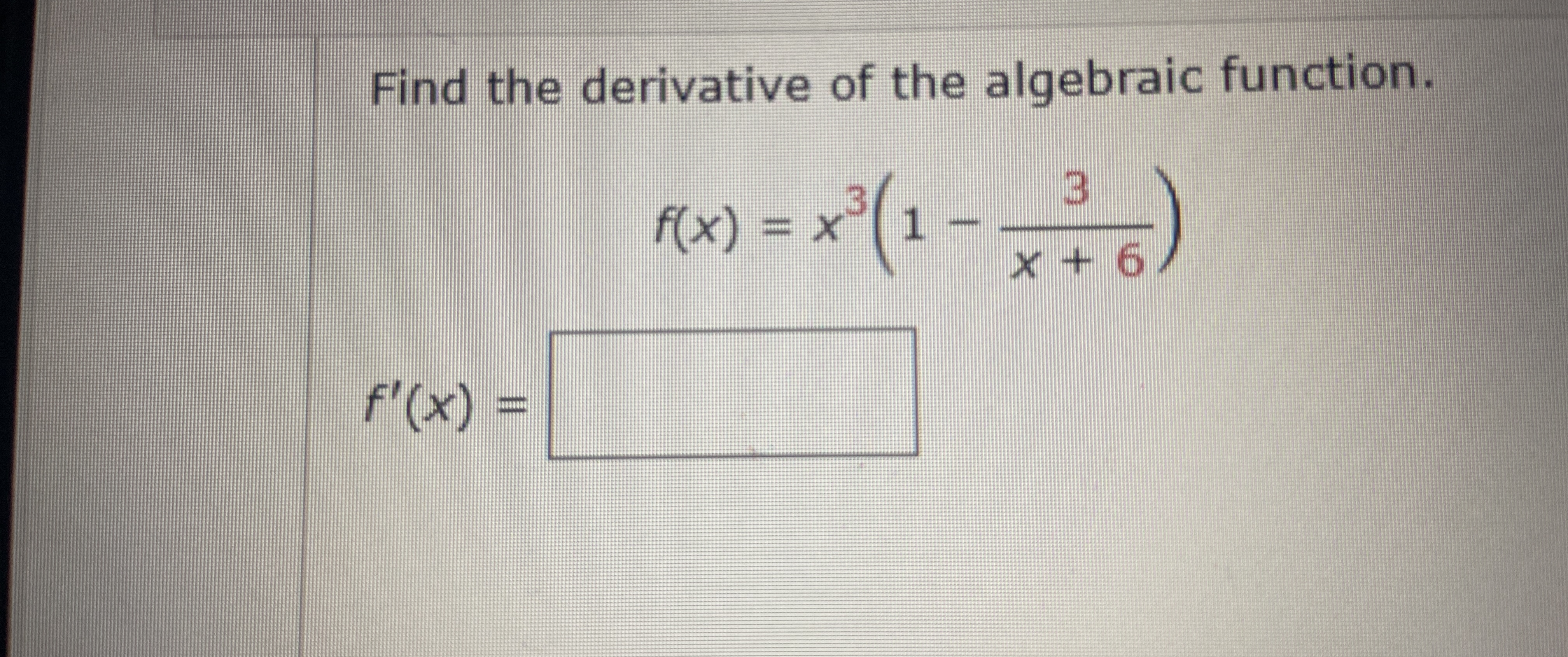 Solved Find the derivative of the algebraic | Chegg.com