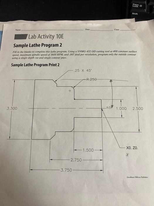 Solved Fill in the blanks to complete this lathe program, | Chegg.com