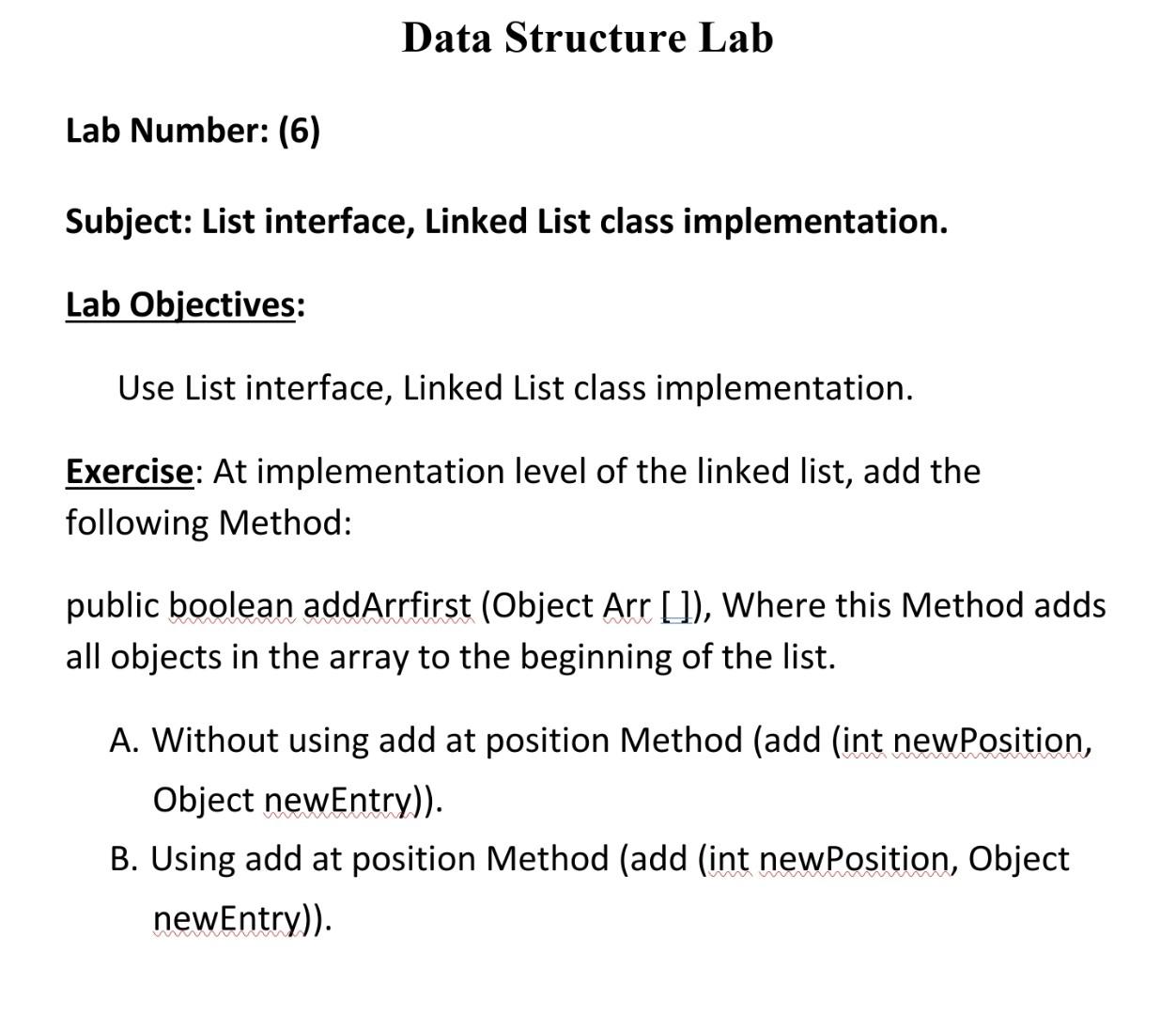 Solved Data Structure Lab Lab Number: (6) Subject: List | Chegg.com
