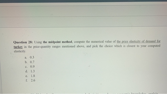 Solved Question 28: Using the midpoint method, compute the | Chegg.com