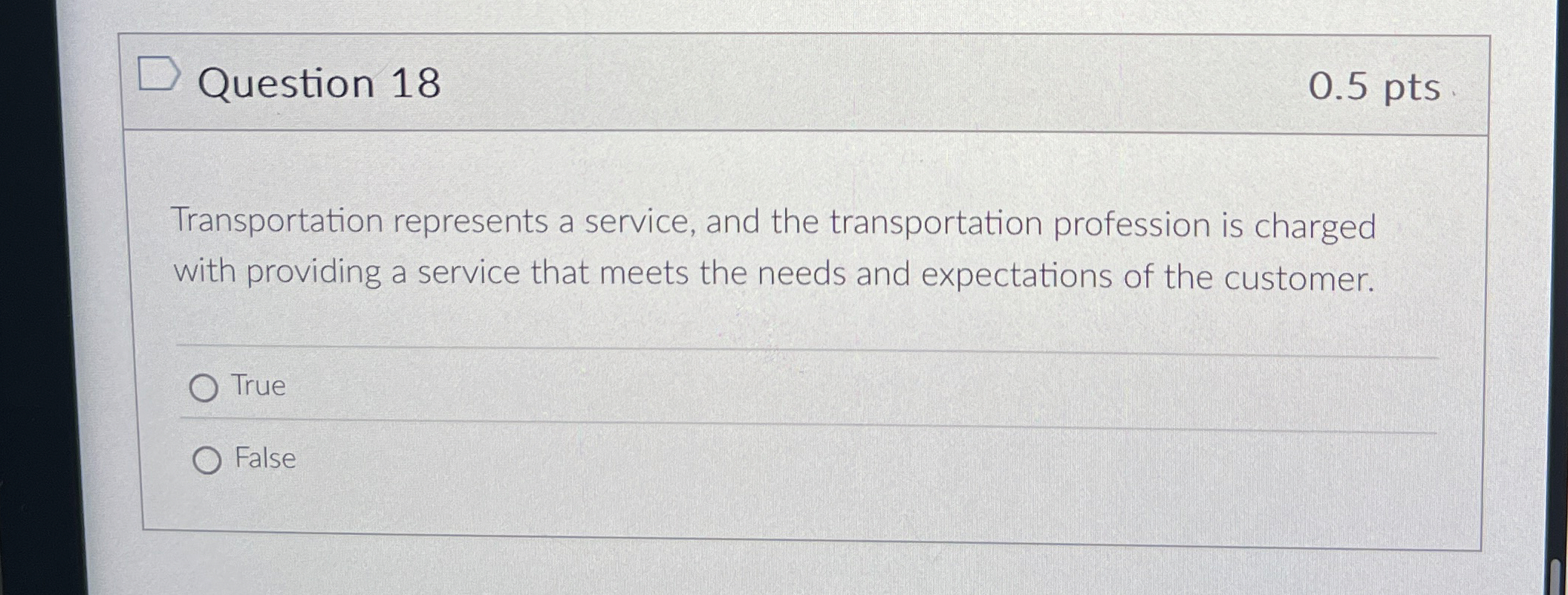 Solved Question 180.5 ﻿ptsTransportation represents a | Chegg.com