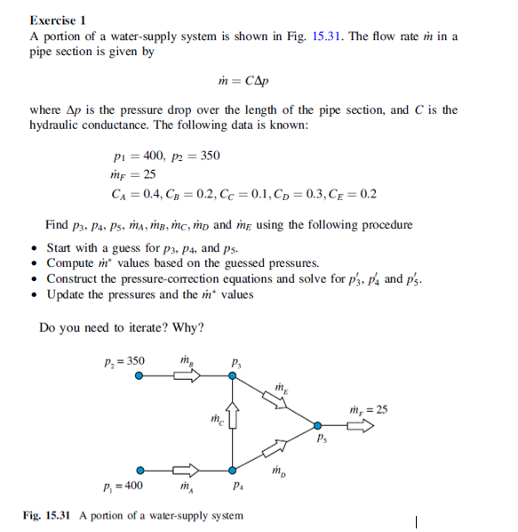 Solved Exercise 1A portion of a water-supply system is shown | Chegg.com
