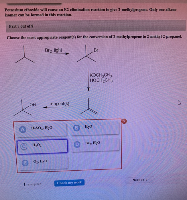Solved: Potassium Ethoxide Will Cause An E2 Elimination Re... | Chegg.com