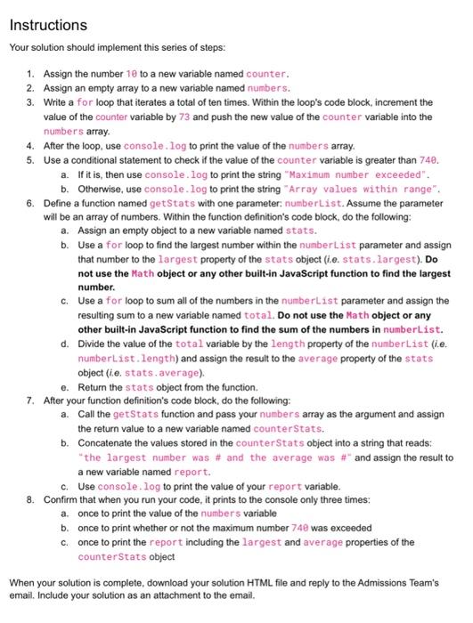 Solved Instructions Your solution should implement this | Chegg.com