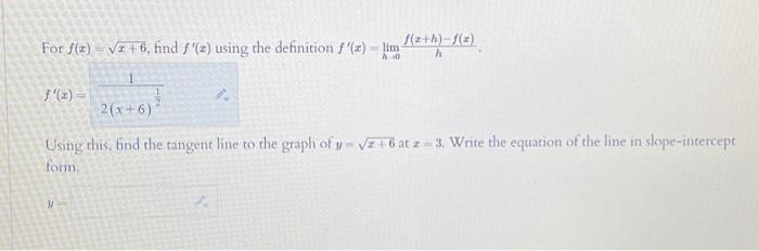 Solved For f(x)=x+6, find f′(x) using the definition | Chegg.com