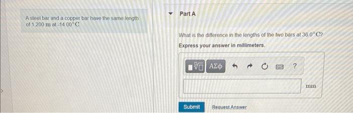 Solved A steel bar and a copper bar have the same length of | Chegg.com