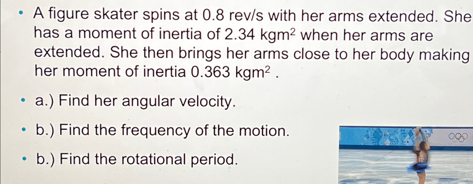 Solved A figure skater spins at 0.8revs ﻿with her arms | Chegg.com