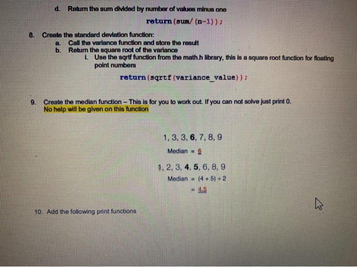 Solved Task 2 Array Statistic Functions Problem In 9697