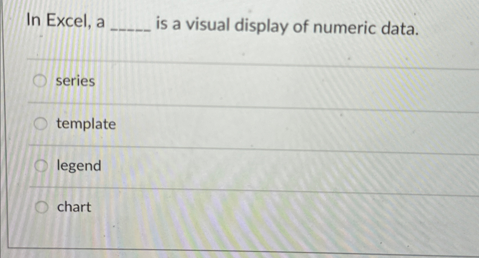Solved In Excel, a q, ﻿is a visual display of numeric | Chegg.com